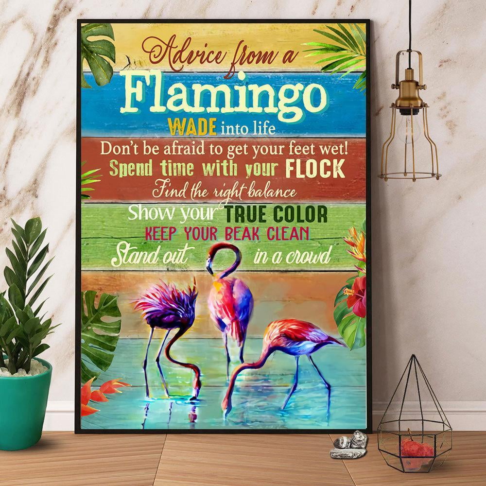 Beach Advice From A Flamingo Keep Your Beak Clean Satin Poster Wall Art ...