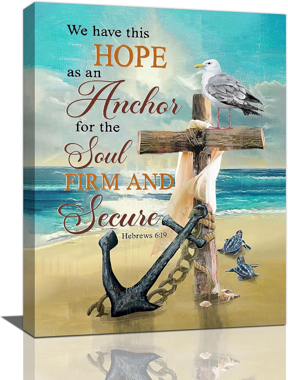 Beach Anchor Wall Art Coastal Seagull Cross Pictures Wall Decor ...