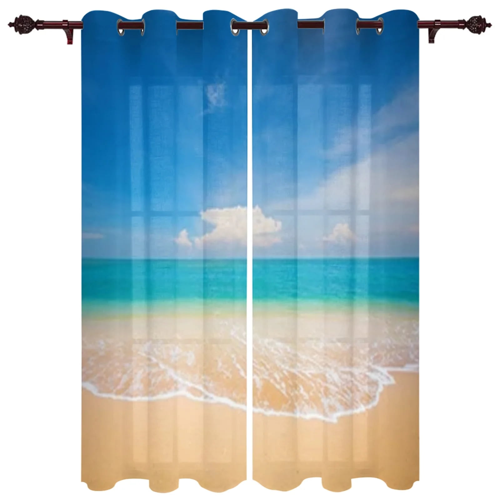 Beach And Beautiful Tropical Sea Window Curtains For Living Room ...