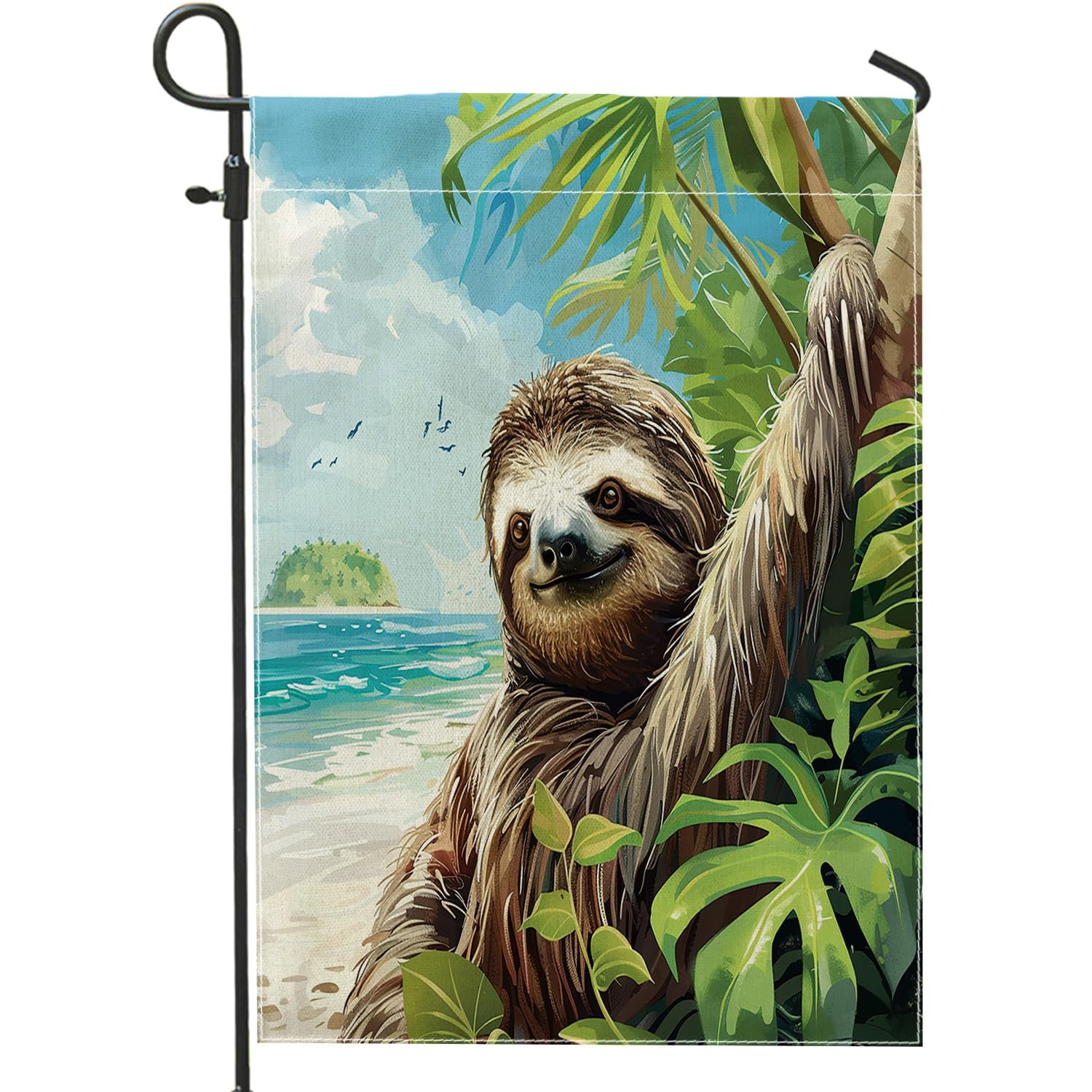 Beach Animal Garden Flag Tropical Rainforest Funny Sloth Aesthetic ...