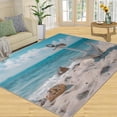 Beach Area Rug with Blue Ocean Design, Washable & Non Slip Sailing Rugs ...