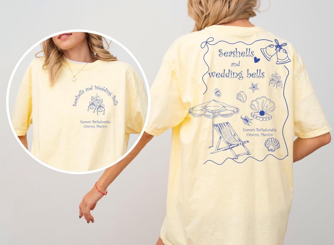 Beach Bachelorette Party Shirt Seashells Wedding Bells All Size S-3XL ...