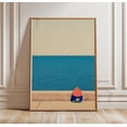 Beach Backpack Scene Blue Sea Minimalist Travel Paper Poster Decor ...