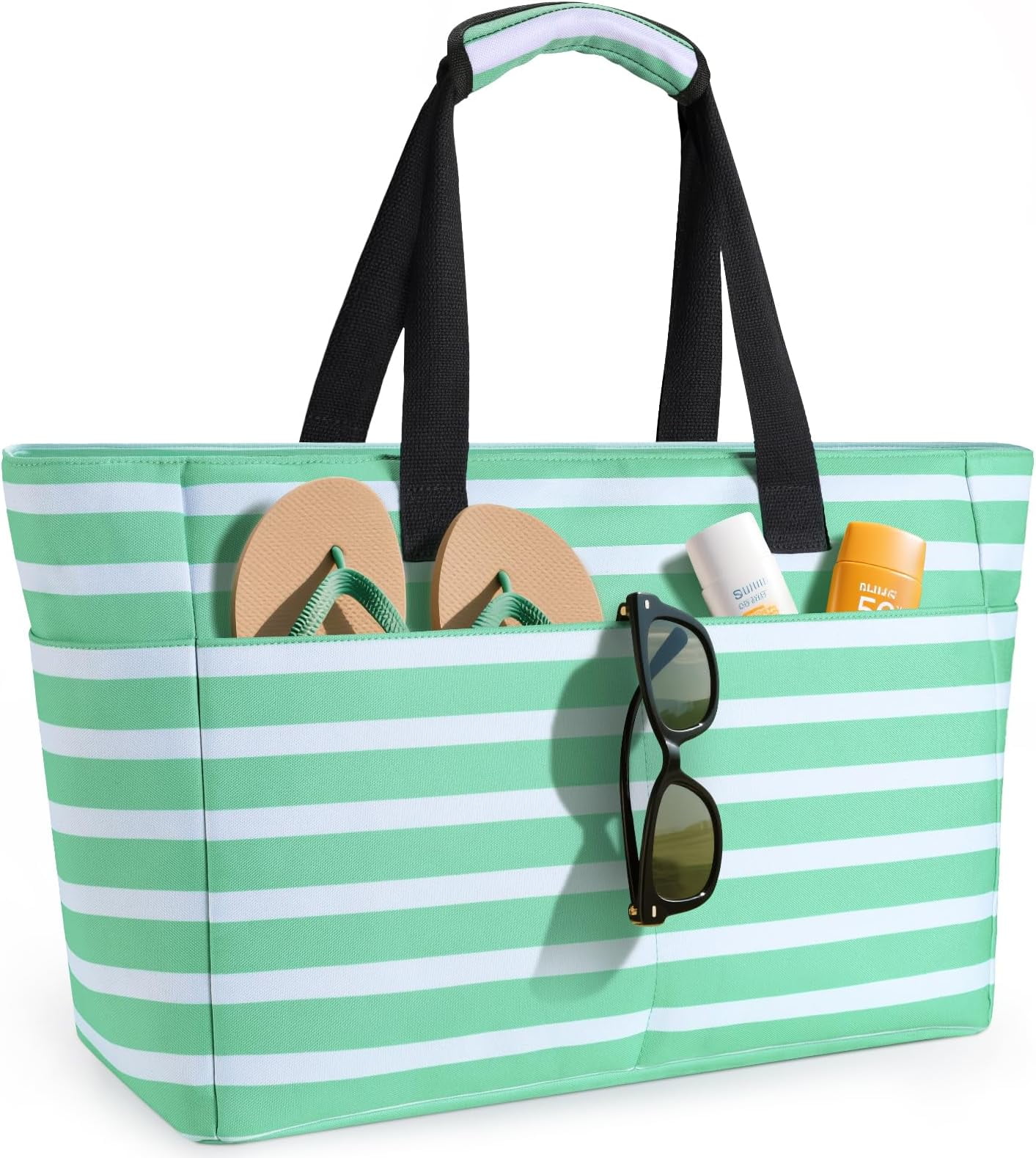 Beach Bag, Beach Totes Bags with Zipper, Pool Bag with Wet Compartment ...