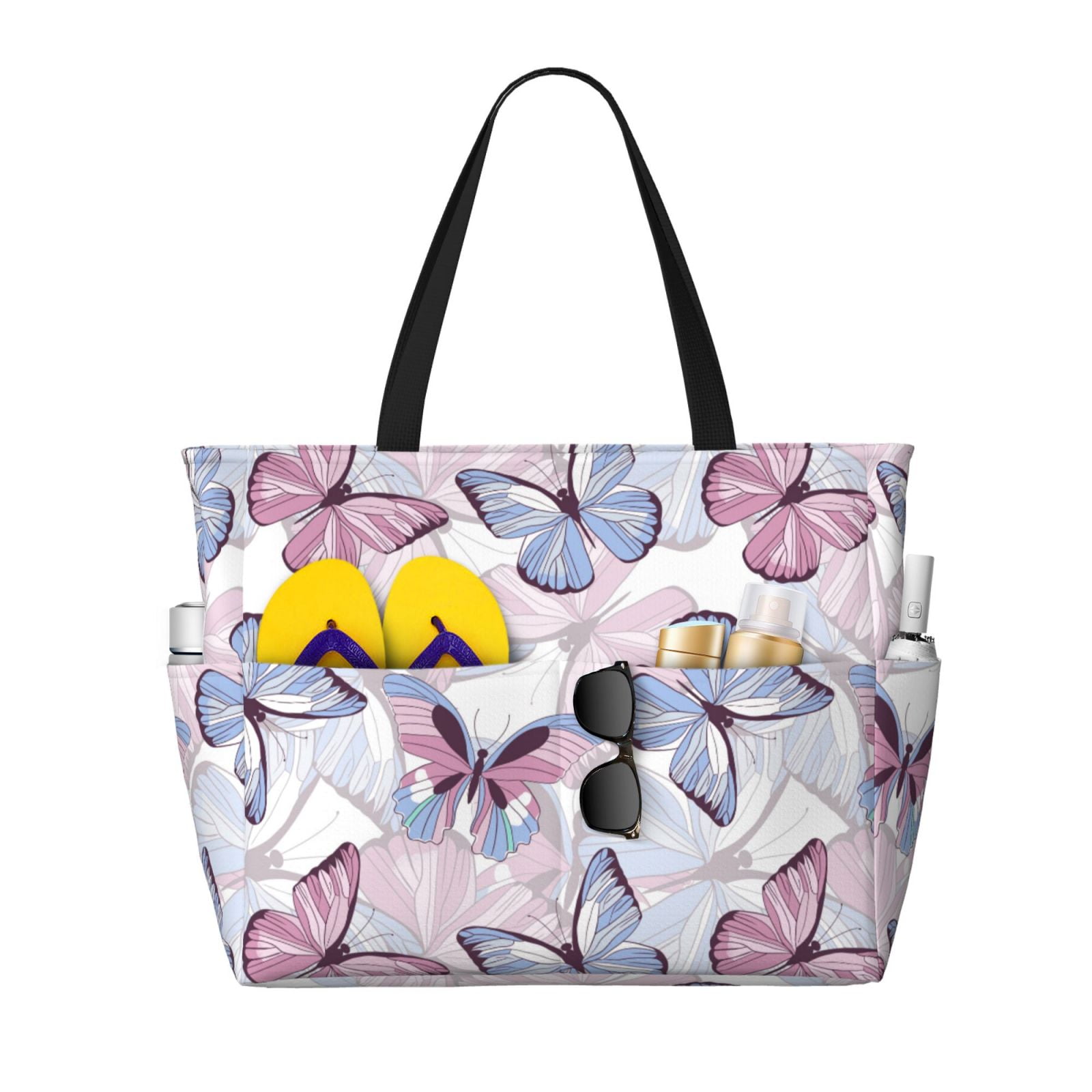 Beach Bag - Butterflies In Pastel Large Beach Tote Bag, Beach Bags For ...