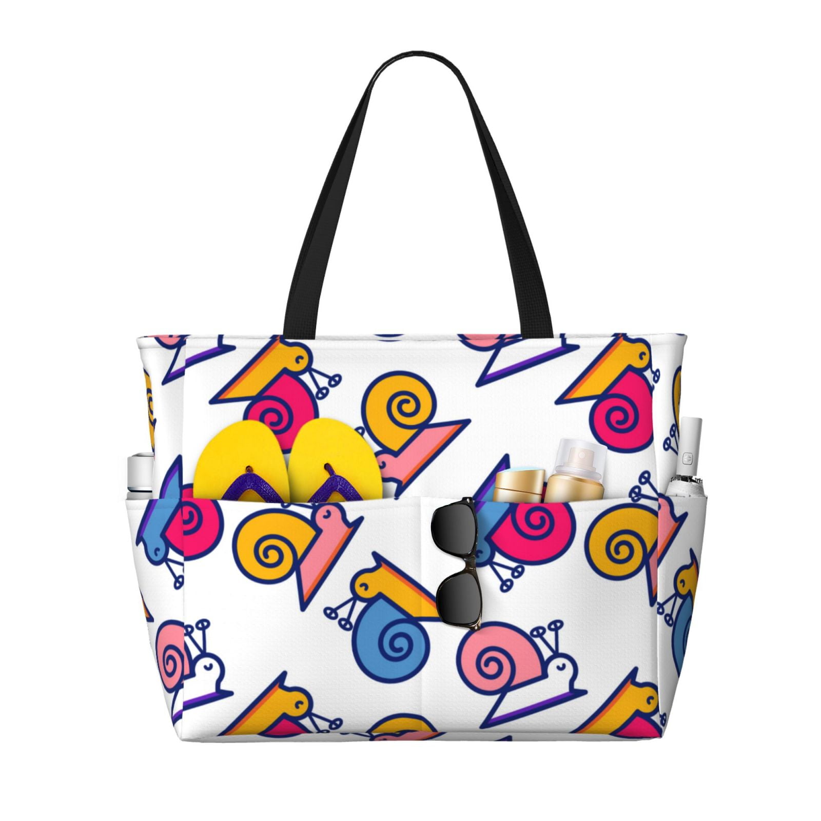 Beach Bag - Colorful Snails Large Beach Tote Bag, Beach Bags For Women ...