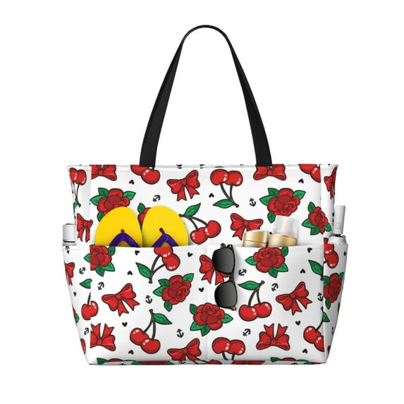 Beach Bag - Cute Berry Rose Large Beach Tote Bag, Beach Bags For Women ...