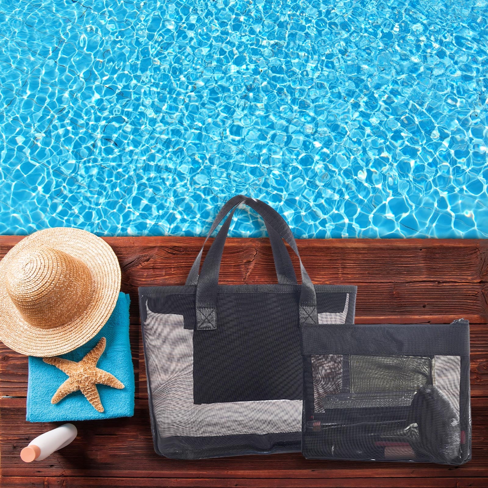 Beach Bag, Extra Large Beach Bags for Women Waterproof Sandproof, Mesh ...