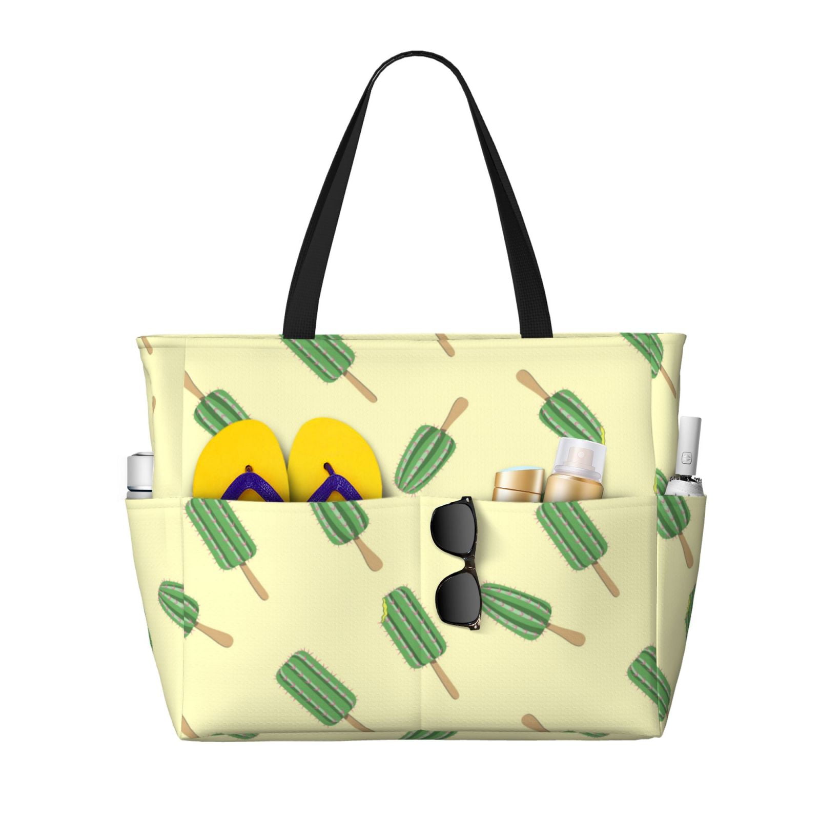 Beach Bag For Women, Cactus Popsicle Beach Tote Bag Waterproof , Swim ...