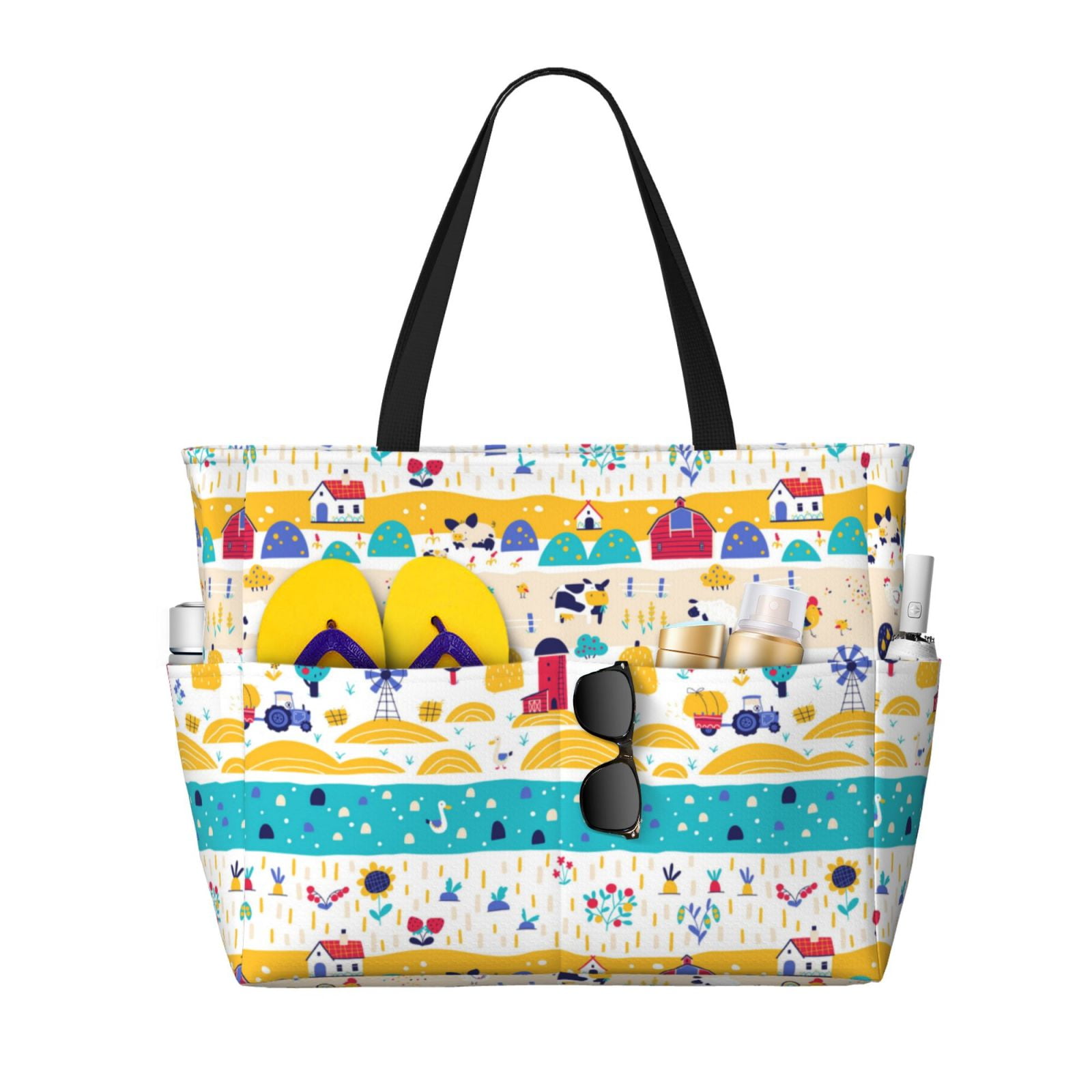 Beach Bag For Women, Funny Farm Beach Tote Bag Waterproof , Swim Pool ...