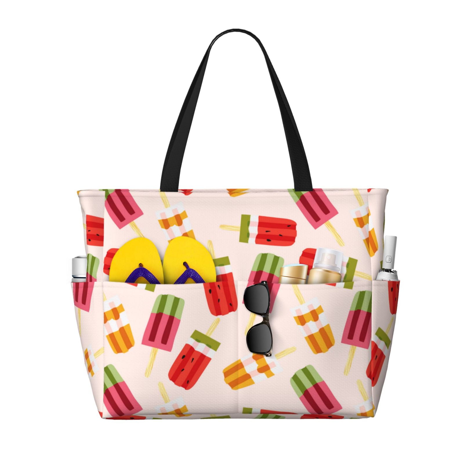 Beach Bag For Women, Popsicle Print Beach Tote Bag Waterproof , Swim ...
