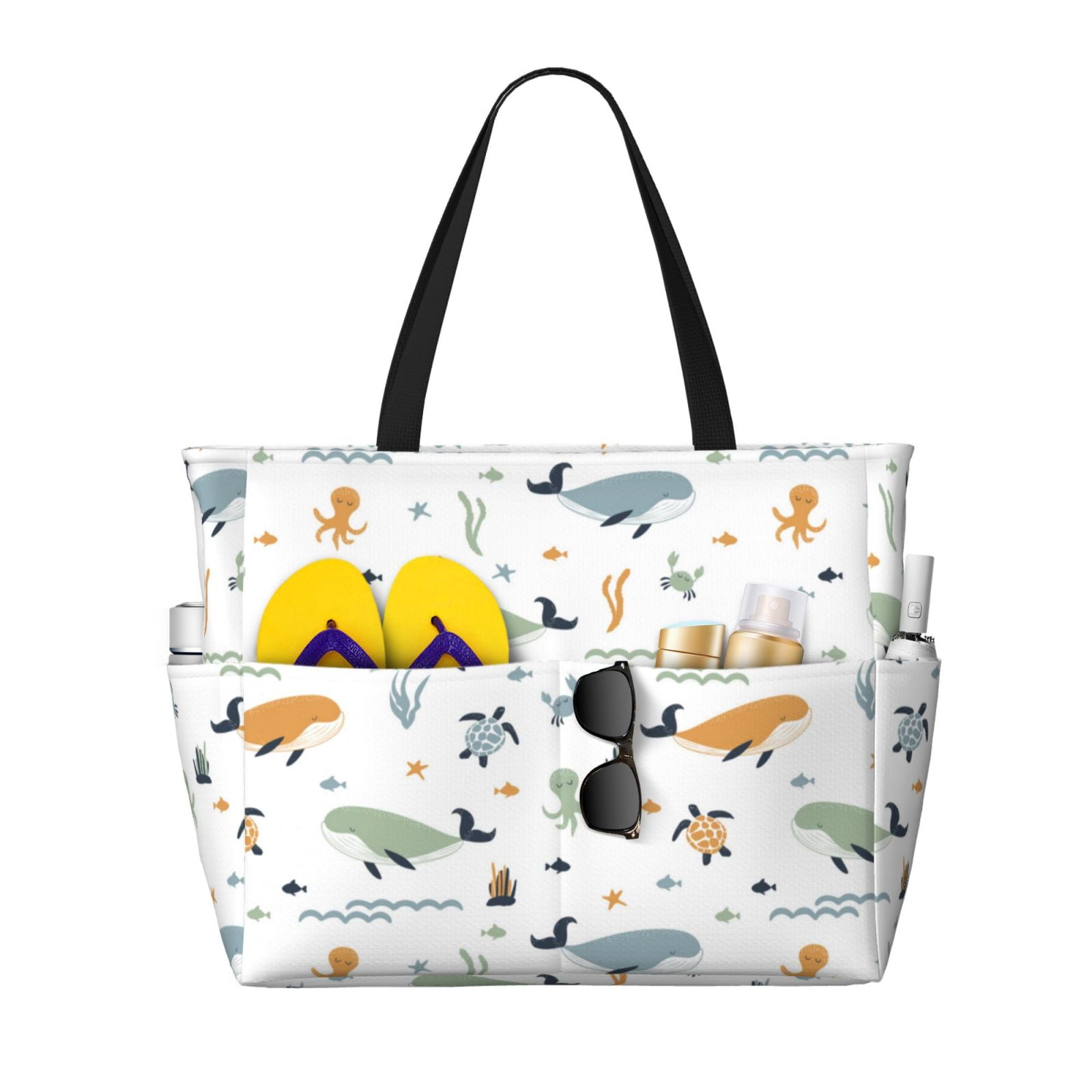 Beach Bag For Women, Sea Creatures A Beach Tote Bag Swim Pool Bag Large ...