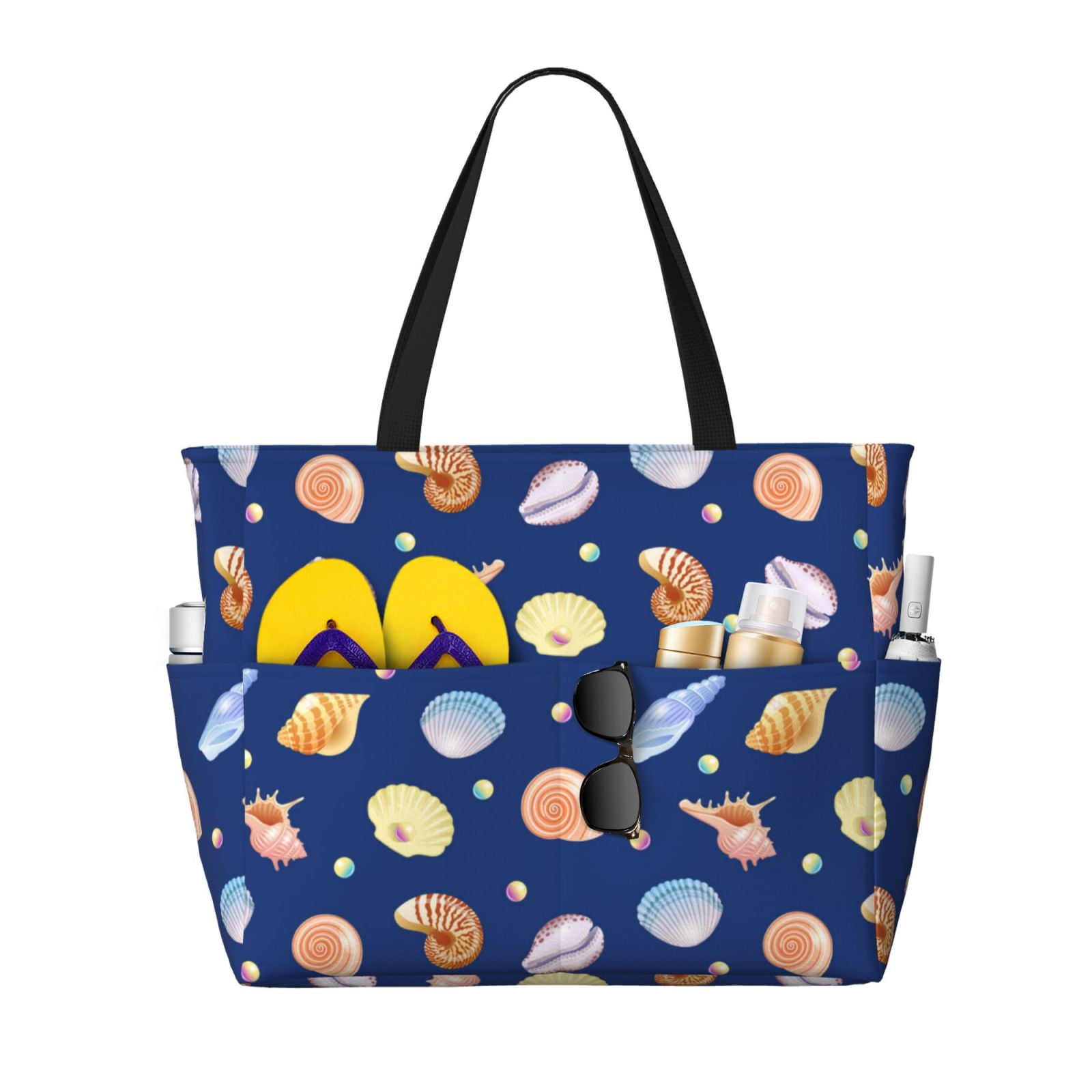 Beach Bag For Women, Shell Conch Blue Beach Tote Bag Swim Pool Bag ...