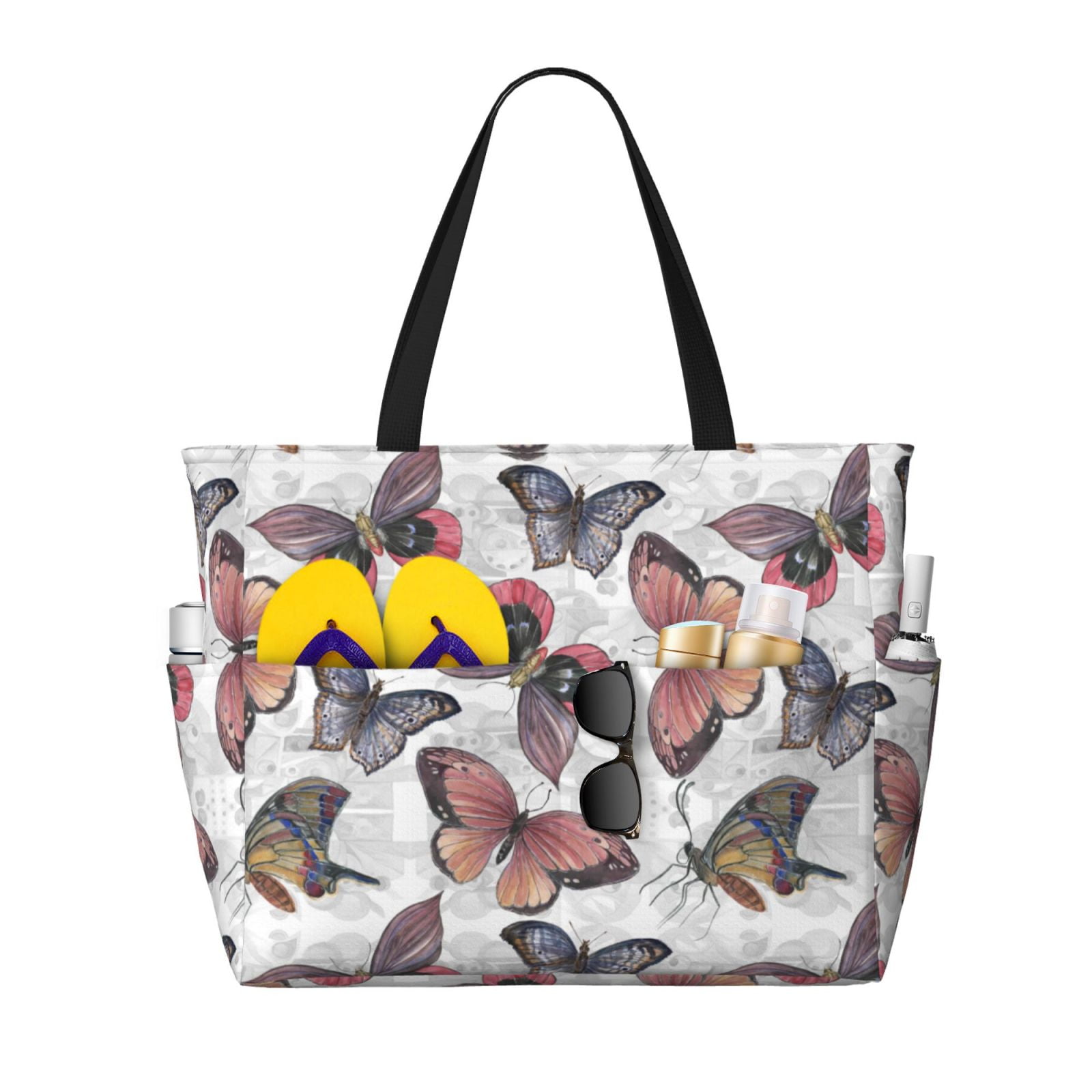 Beach Bag For Women, Vintage Butterflies Beach Tote Bag Waterproof ...