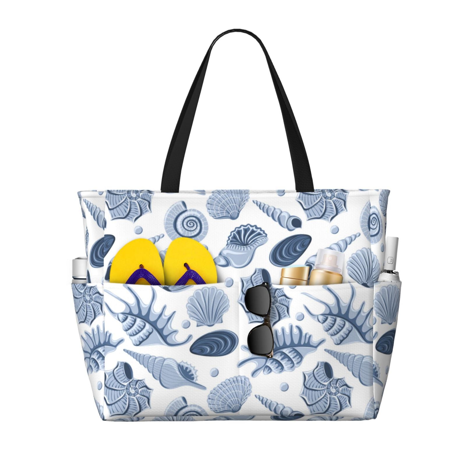 Beach Bag - Gray Conch Shell Large Beach Tote Bag, Beach Bags For Women ...
