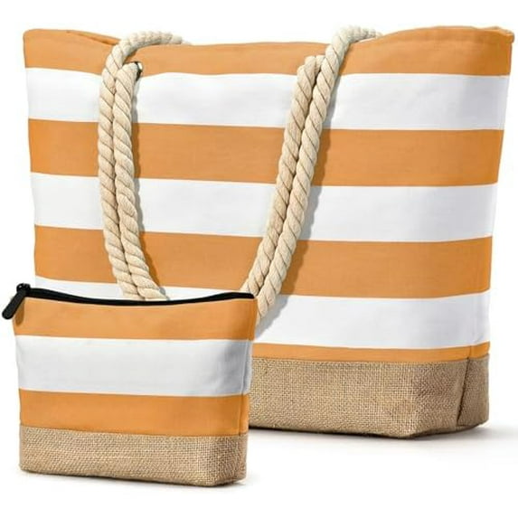 Beach Bag Initial Beach Tote with Makeup Bag for Travel Work Storage ...