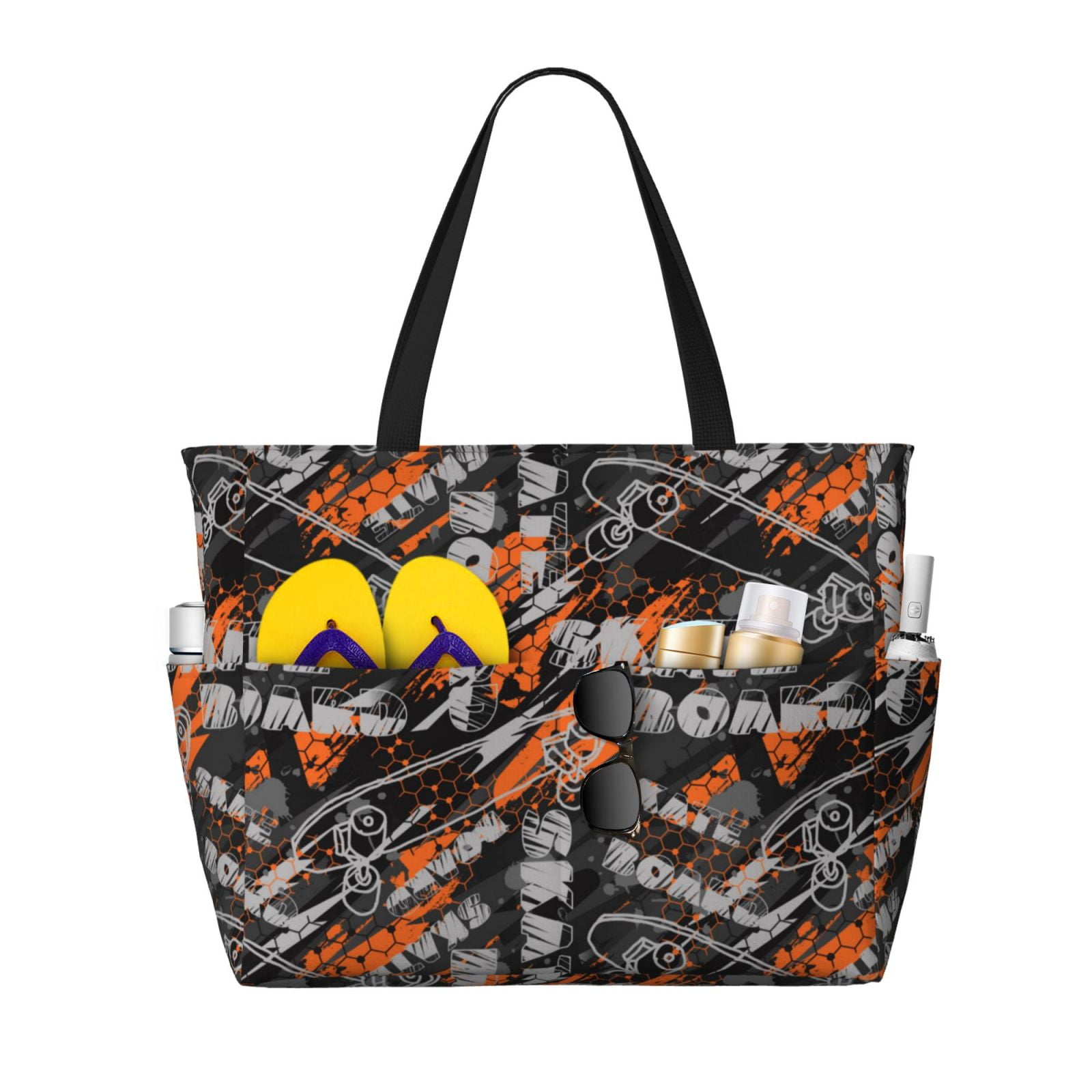 Beach Bag - Letters Skateboard Graffiti Large Beach Tote Bag, Beach ...