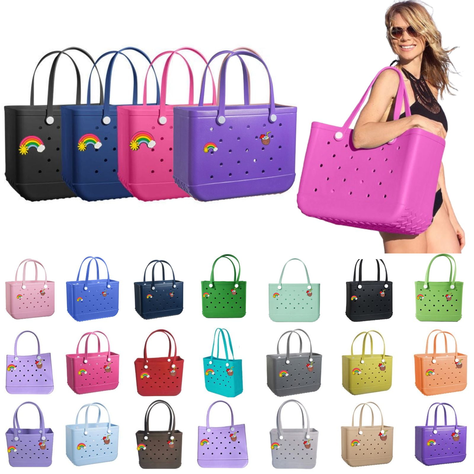Beach Bag for Men & Women Large Capacity Rubber Beach Bag Waterproof ...