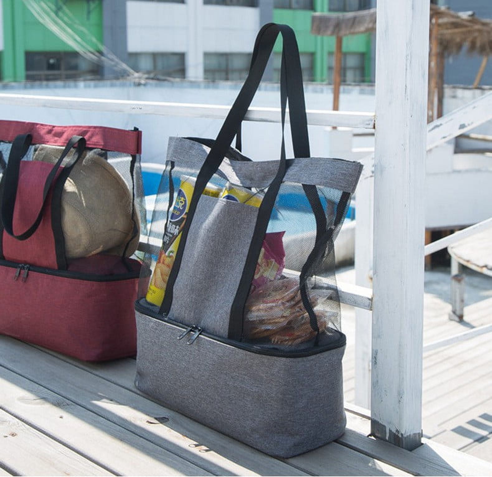 Beach Bag for Women with Cooler Compartment, Beach Gifts for Lady, Mesh ...