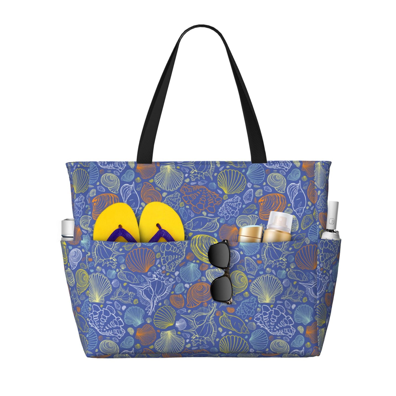 Beach Bags For Women - Colourful Seashells Large Beach Tote Bag, Beach ...