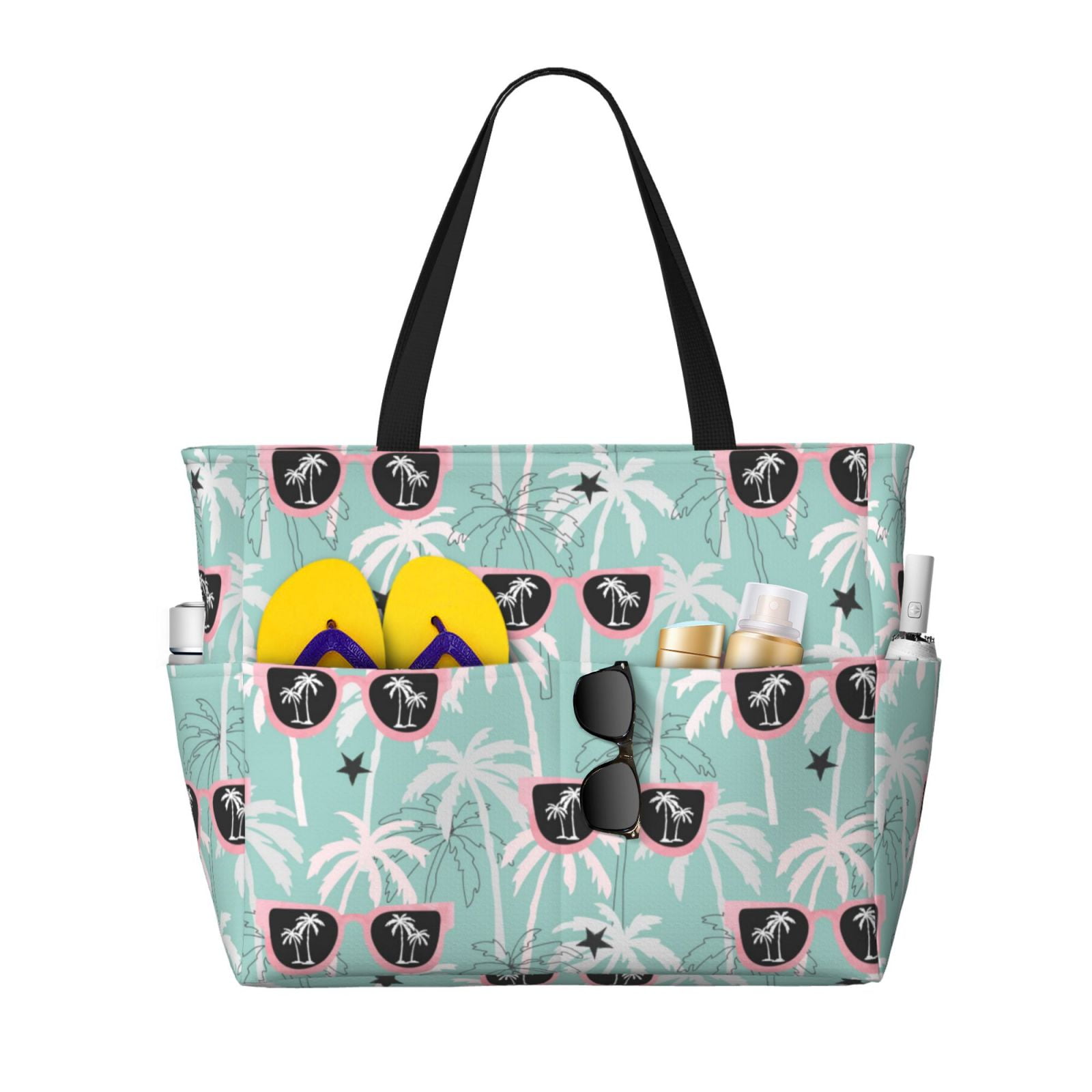 Beach Bags For Women - Tropical Palm Trees Sunglasses Large Beach Tote ...