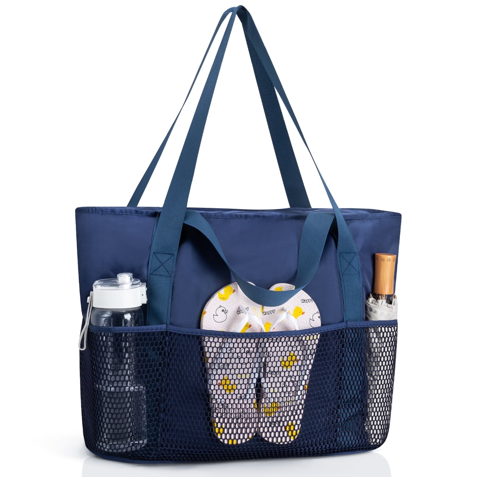 KABAQOO, Mesh Beach Tote Bag, Blue, Waterproof Travel Essentials ...