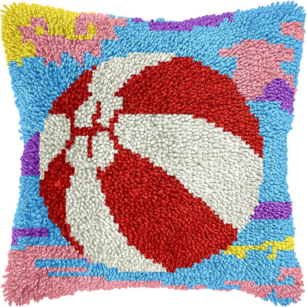 Beach Ball Latch Hook Pillow Cover Kits for DIY Handmade Throw Pillow ...