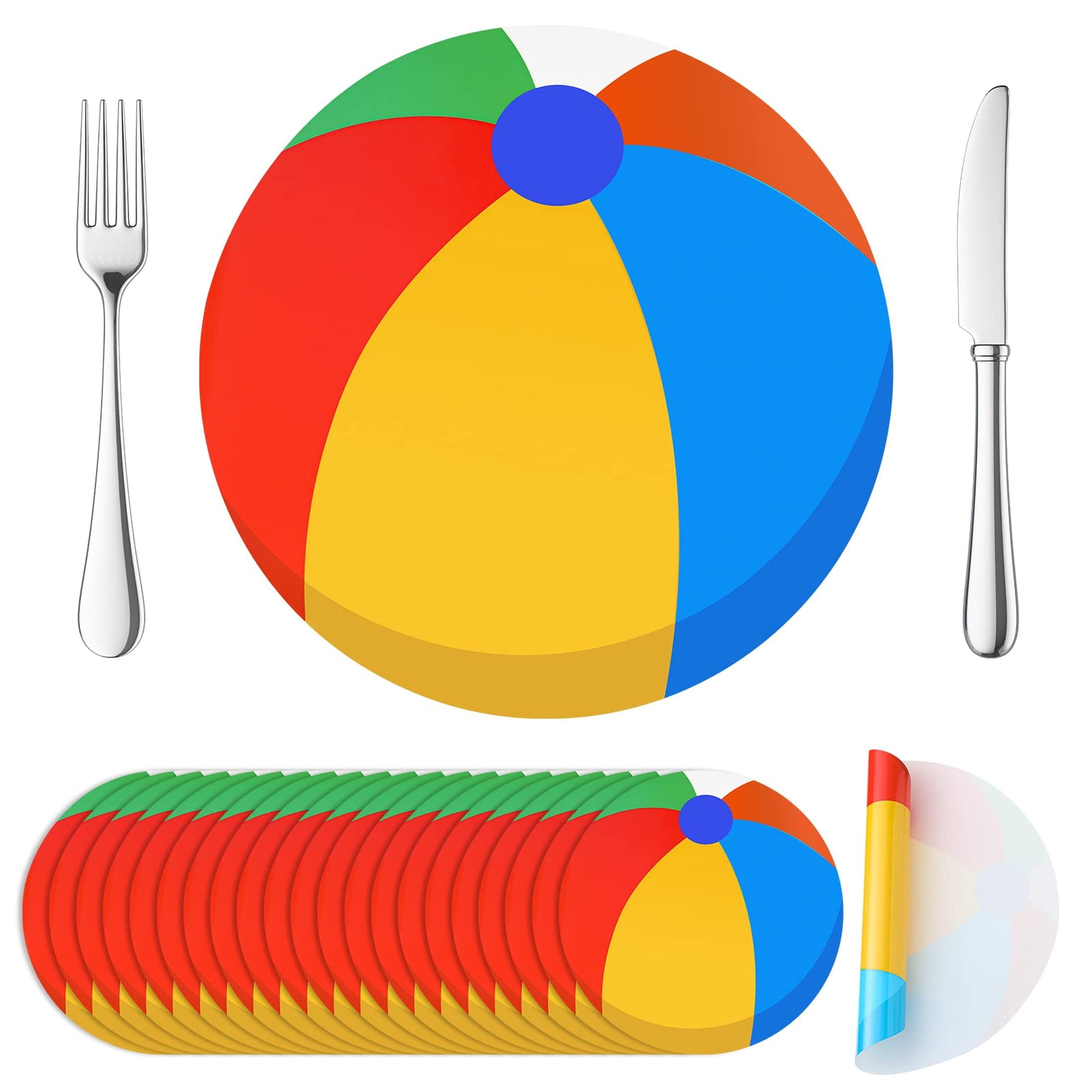 Beach Ball Party Placemats - Set of 50 Disposable Paper Table Mats for ...