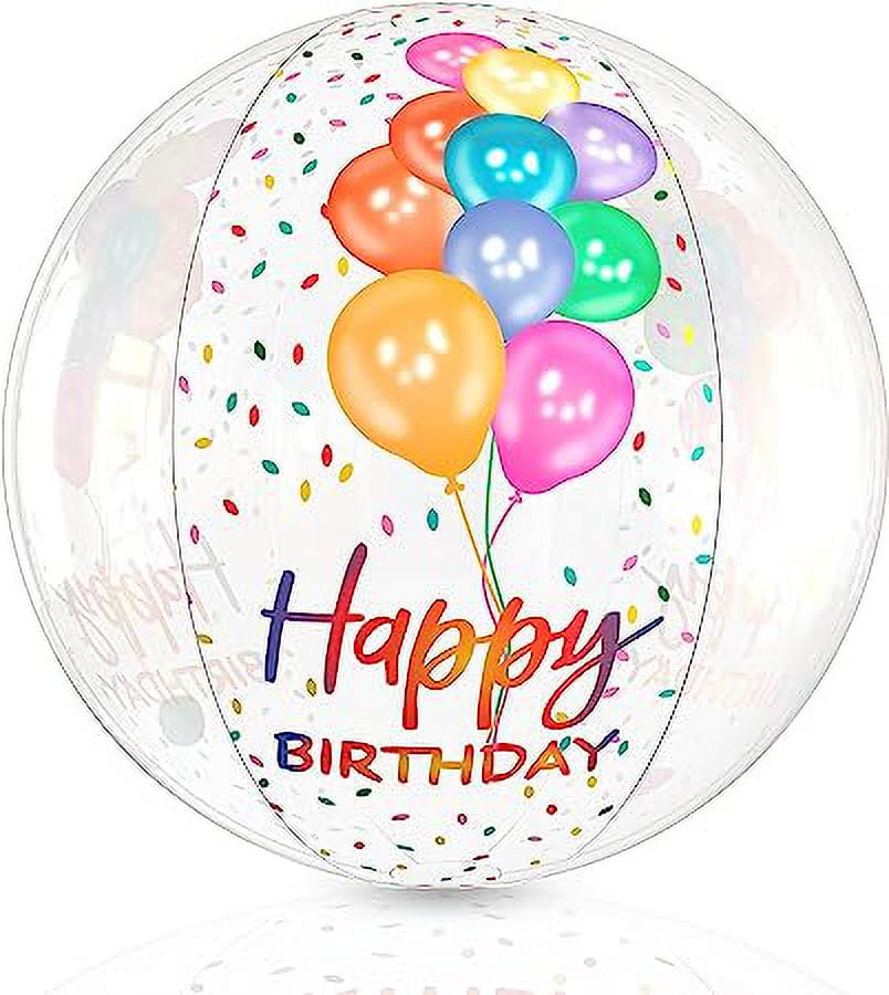 Beach Ball for Pool Birthday Party - 20" Clear Inflatable Pool Ball for ...