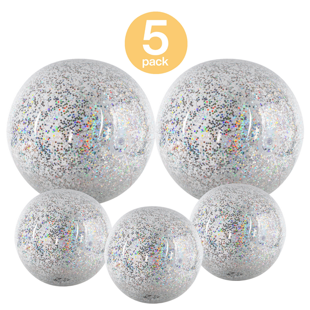 Beach Ball with Confetti Glitters, 5 pcs Inflatable Beach Ball Confetti ...