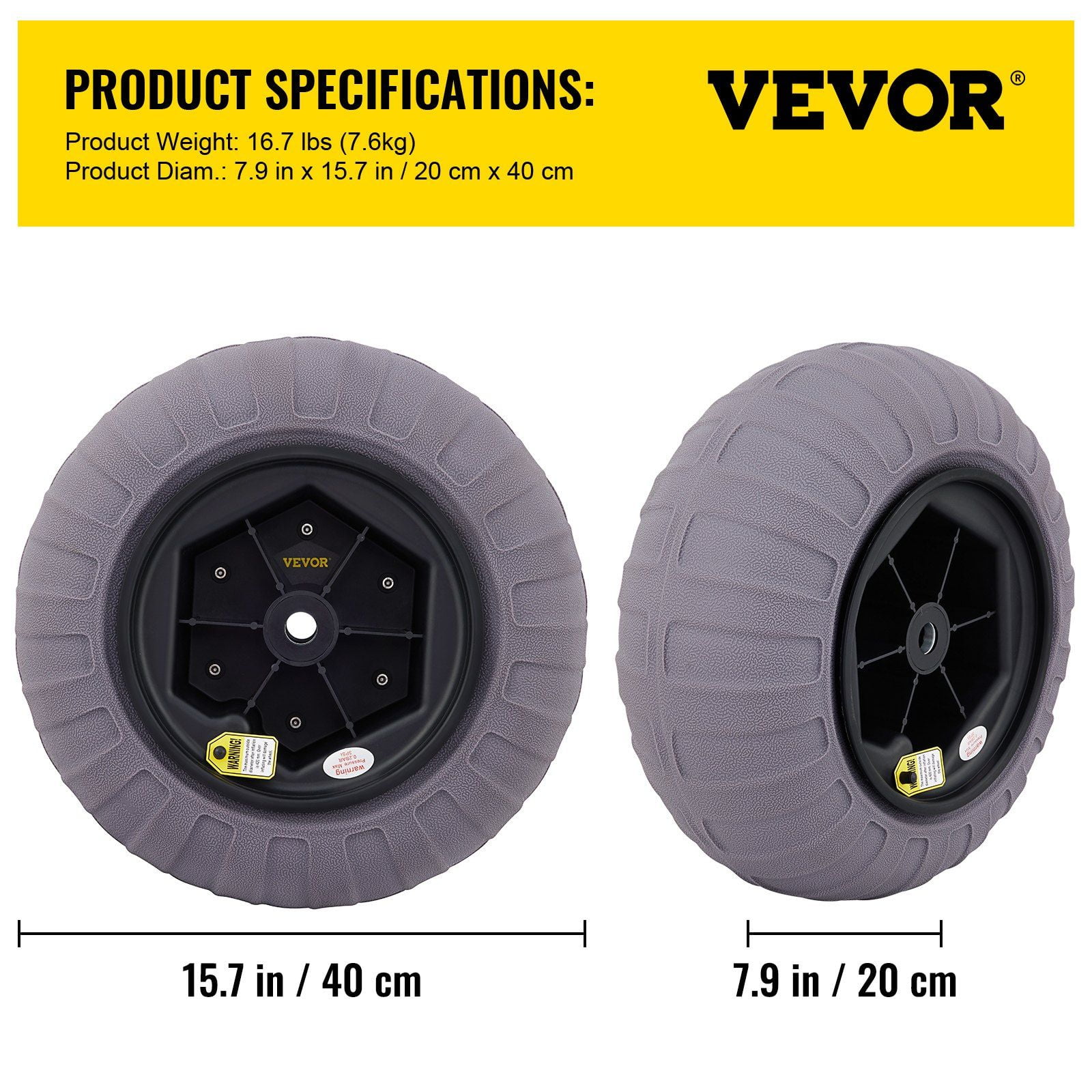 Beach Balloon Wheels, 15.7" Sand Tires for Kayak/Canoe Cart, Heavy-Duty ...