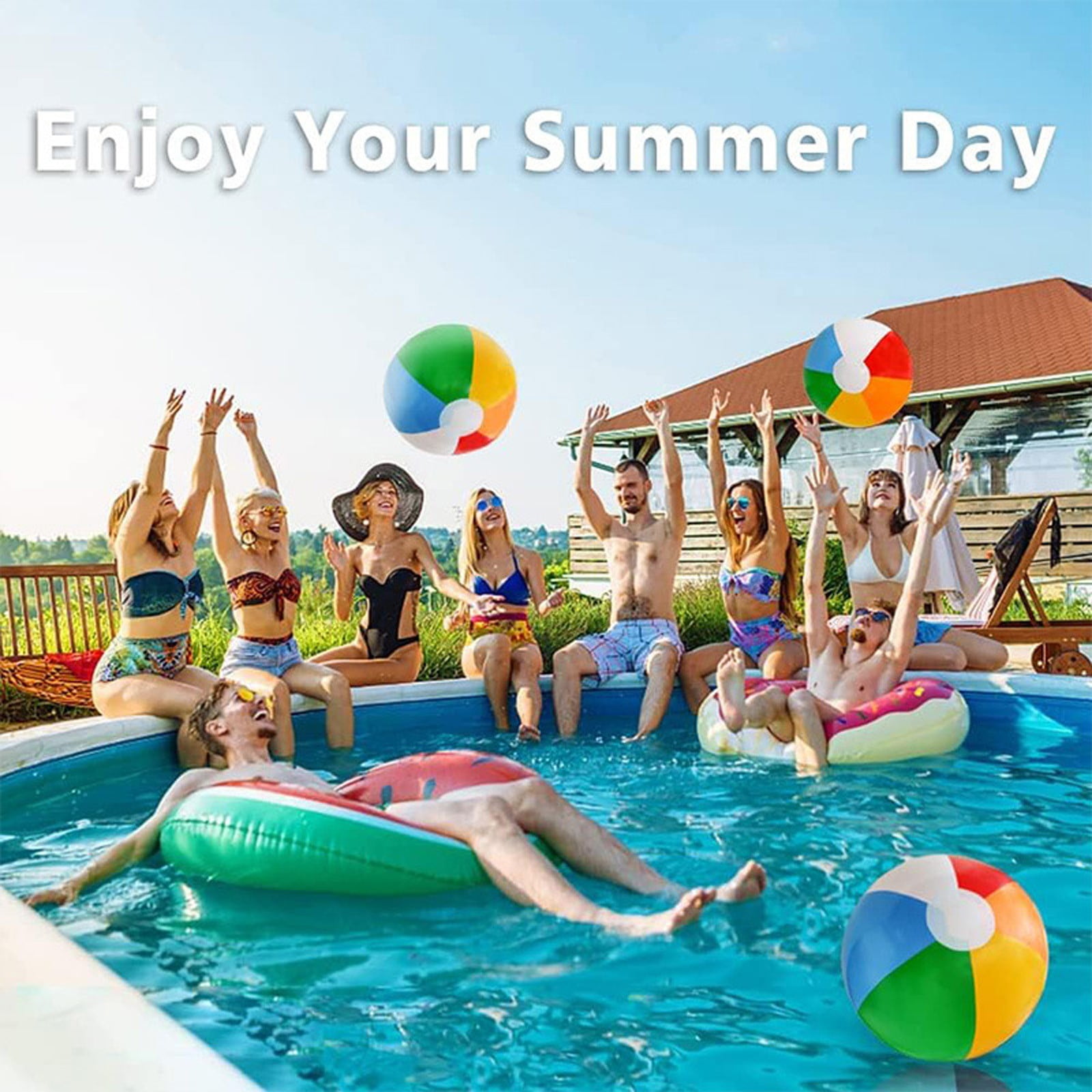 Beach Balls,Rainbow Colored for Pool Party,Summer Seaside Beach Pool ...