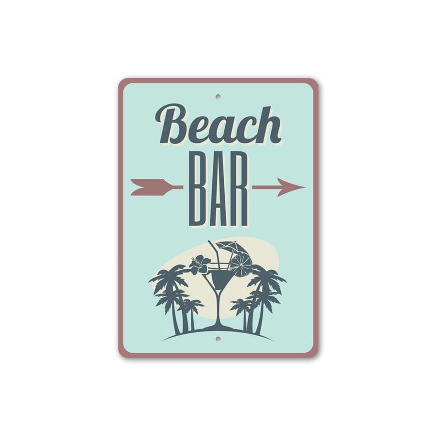Beach Bar Bar Drinks Arrow Sign Beach Bar Sign Beach Lover Metal Decor ...