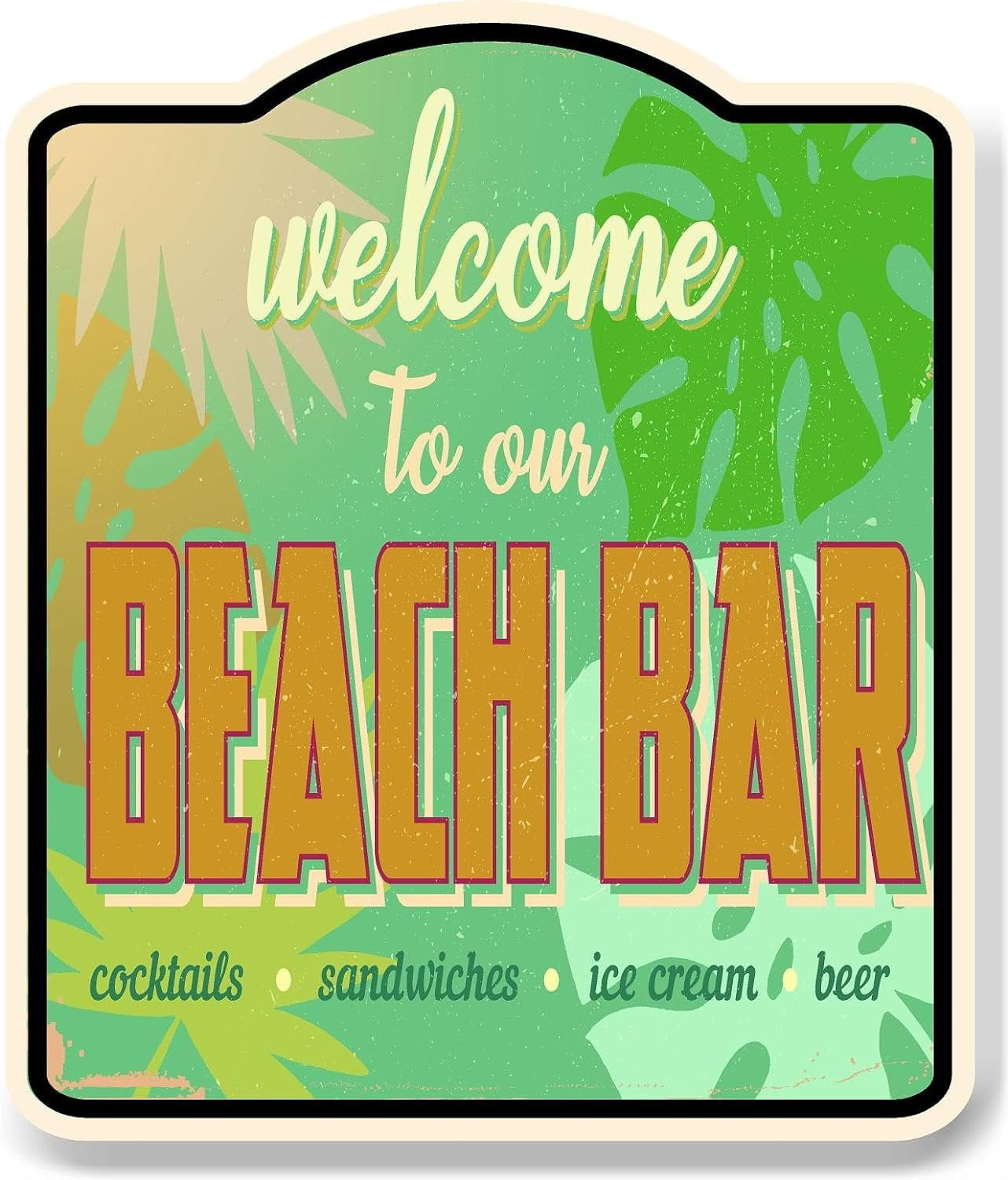 Beach Bar Summer Drinks Food Ice Cream Beer Vintage Aluminum Composite ...
