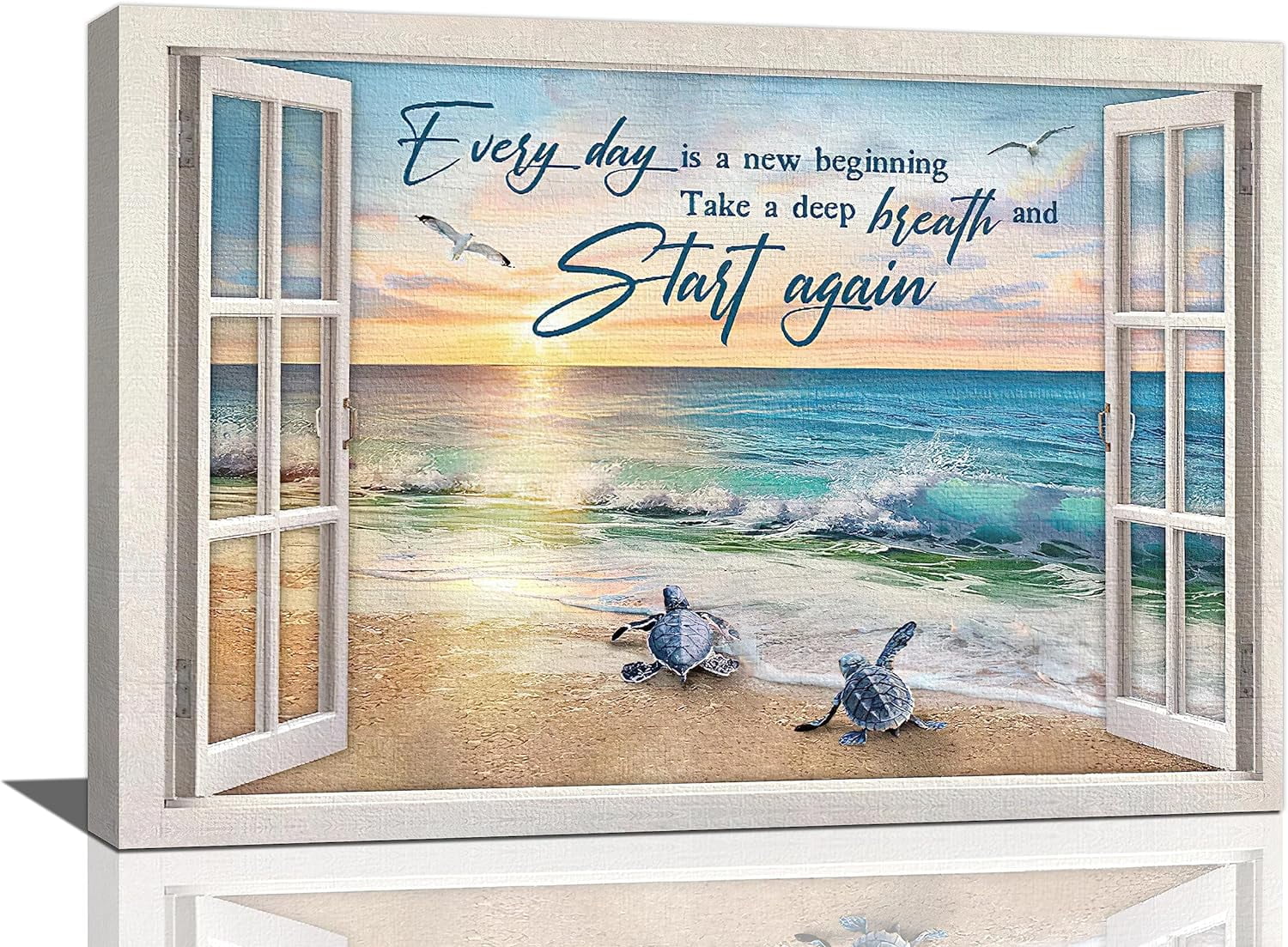 Beach Bathroom Decor Wall Art Ocean Sea Turtle Paintings Artwork for ...