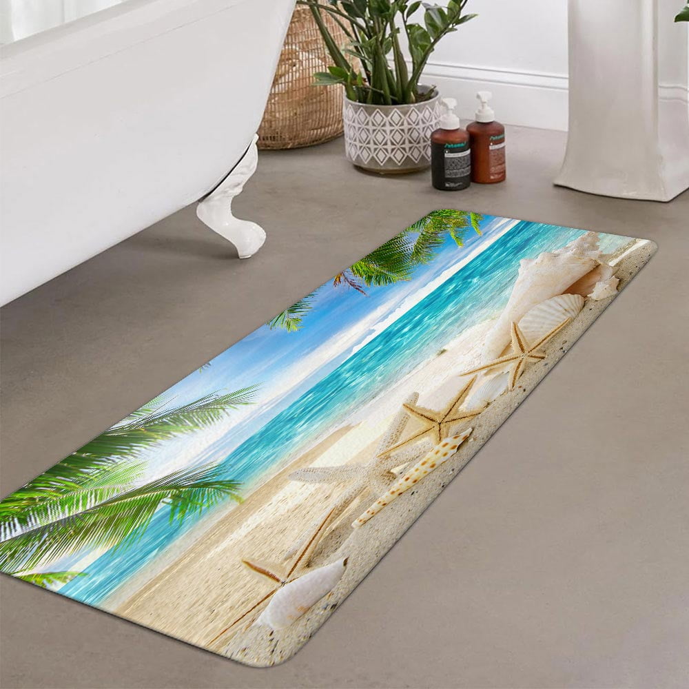 Beach Bathroom Rug Mat, Beach Starfish Bathroom Rugs Set, Tropical ...