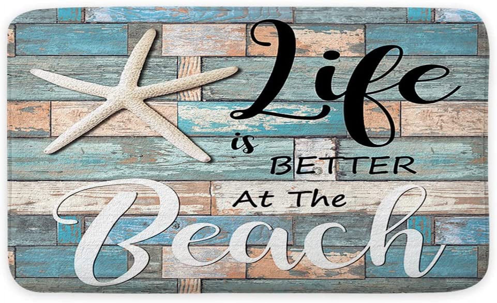 Beach Bathroom Rugs Beach Bath Mat for Bathroom, Rustic Vintage Wood ...