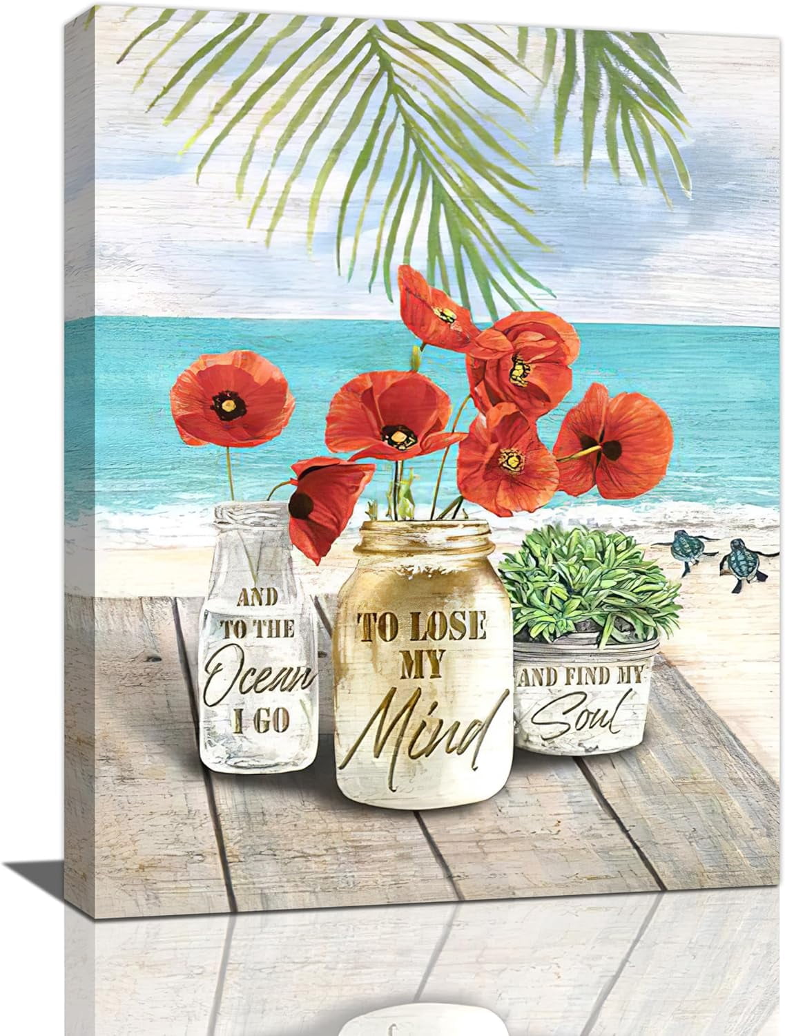 Beach Bathroom Wall Art Rustic Flowers in Vase Pictures Wall Decor ...