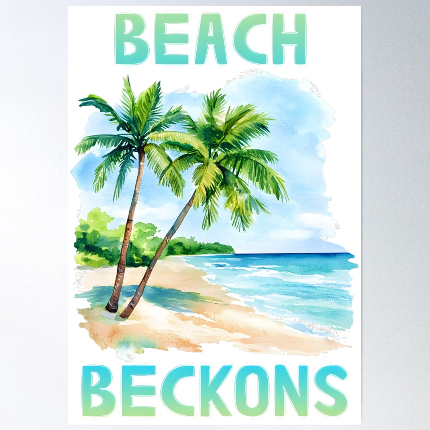 Beach Beckons Poster Wall Art, Modern Wall Decor, 12x18 UNFRAMED ...