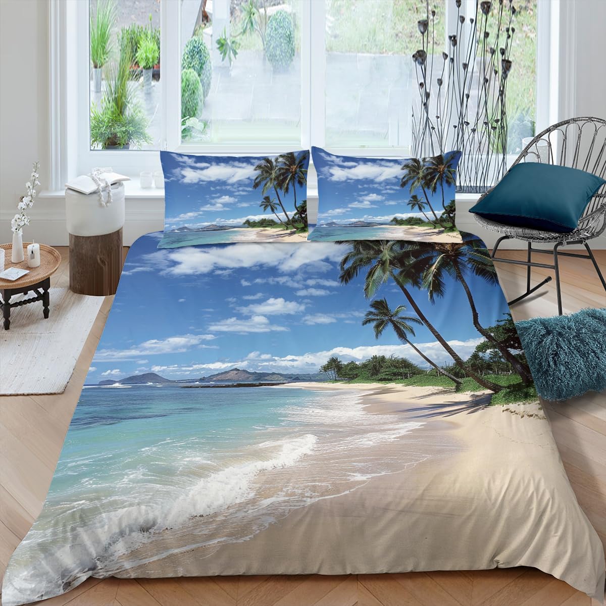 Beach Bedding Sets Green Seawater Duvet Cover Sea Wave Comforter Cover ...