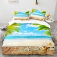Beach Bedding Sets Queen Coastal Ocean Duvet Cover Set Turquoise Teal ...