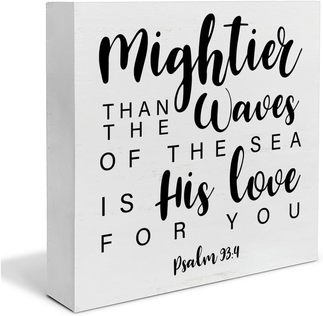 Beach Bible Verse Wooden Box Sign Beach House Decor Mightier Than the ...