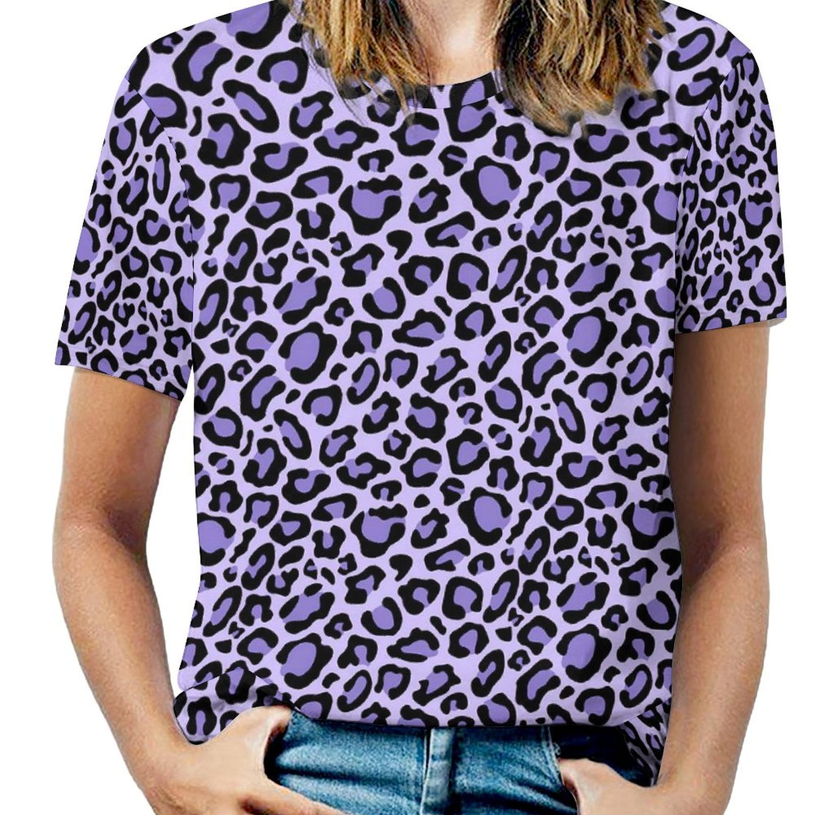 Beach Black And White Leopard T-Shirts Animal Print Casual T Shirt ...