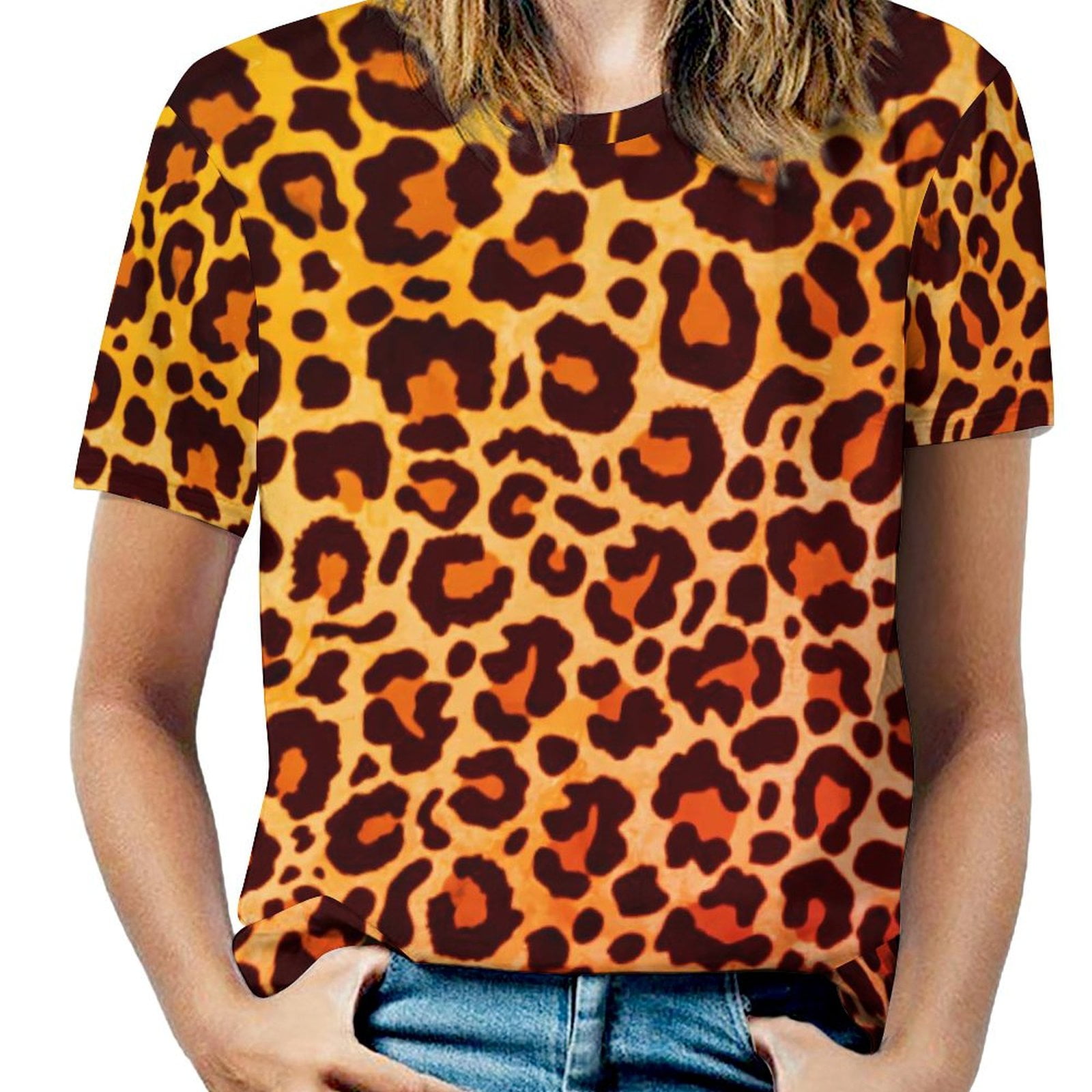 Beach Black And White Leopard T-Shirts Animal Print Casual T Shirt ...