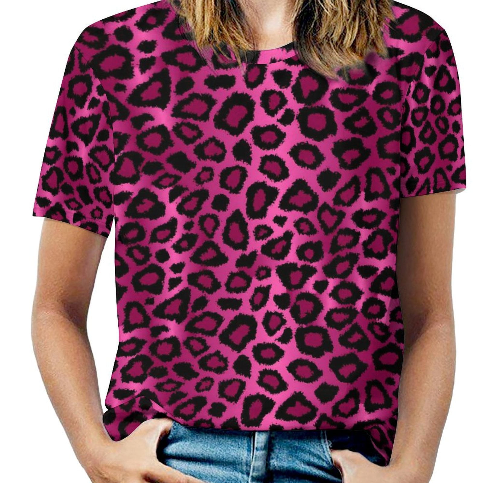 Beach Black And White Leopard T-Shirts Animal Print Casual T Shirt ...
