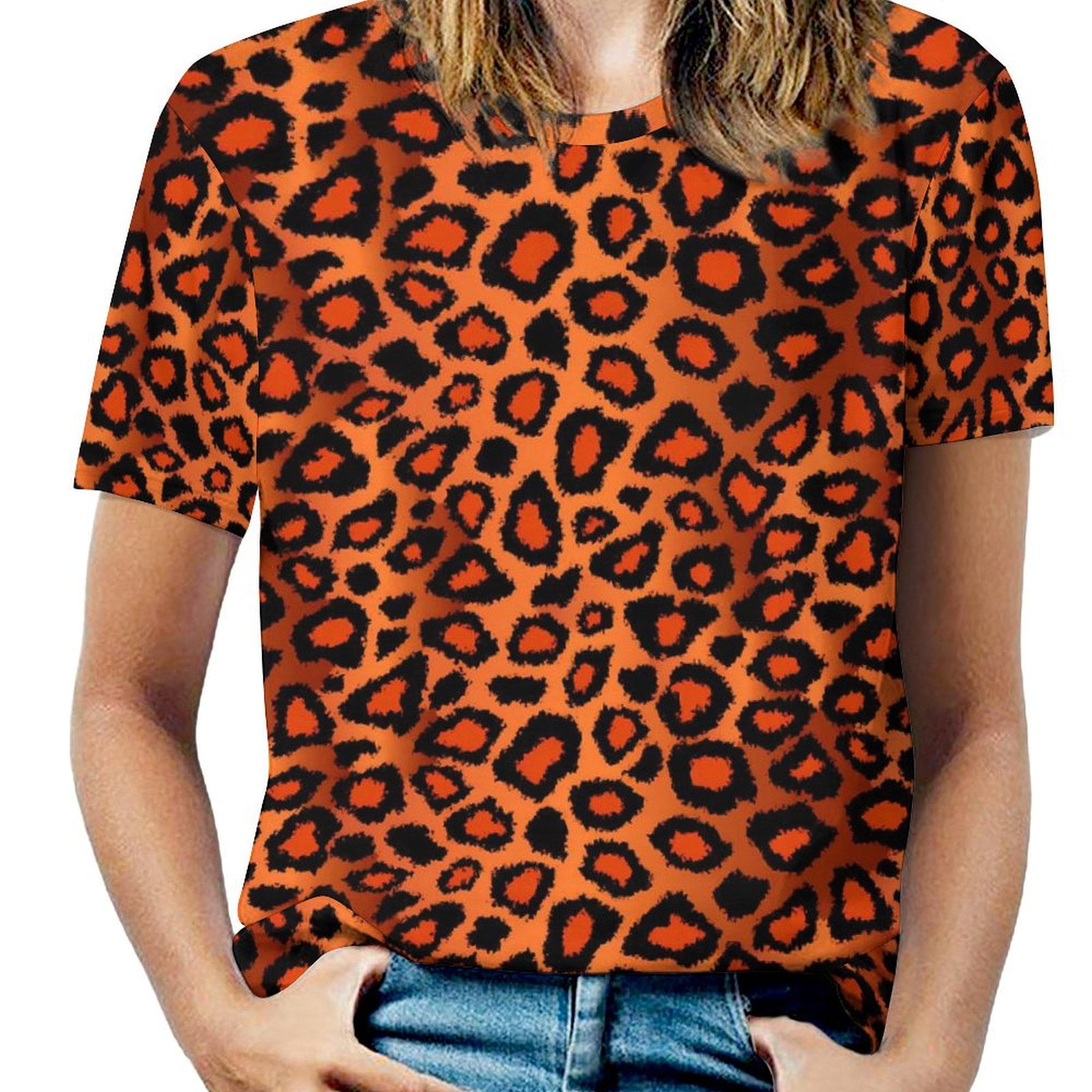 Beach Black And White Leopard T-Shirts Animal Print Casual T Shirt ...