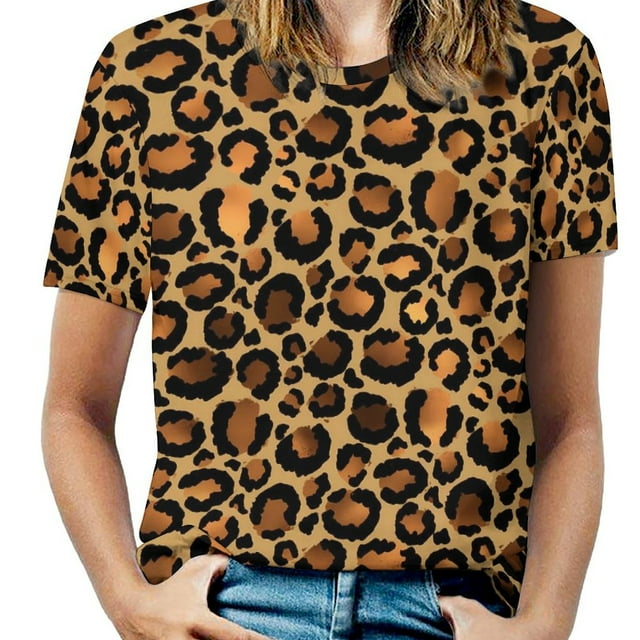Beach Black And White Leopard T-Shirts Animal Print Casual T Shirt ...