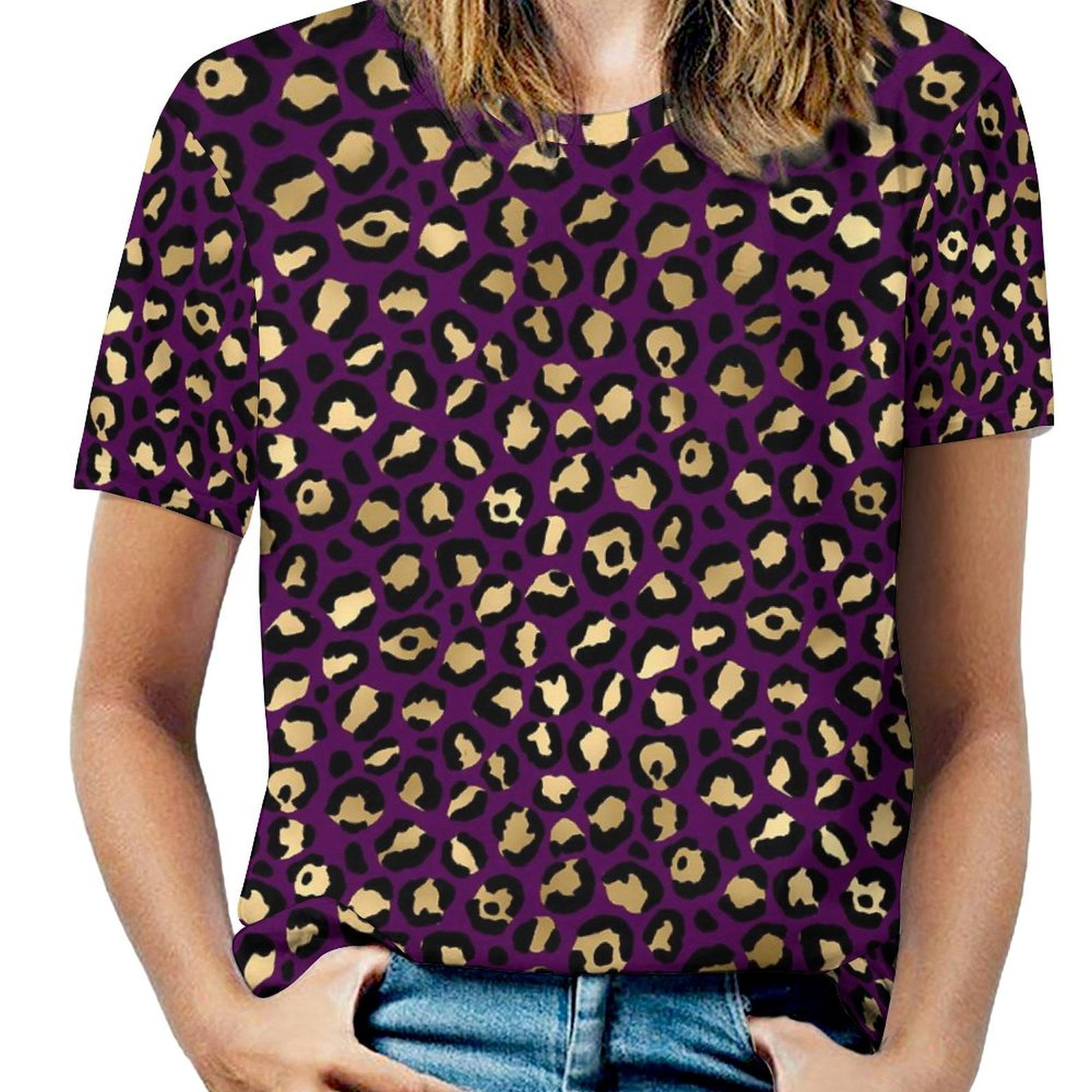 Beach Black And White Leopard T-Shirts Animal Print Casual T Shirt ...