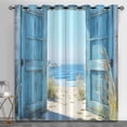 Beach Blackout Curtains, Rustic Barn Door Window Drapes for Bedroom ...