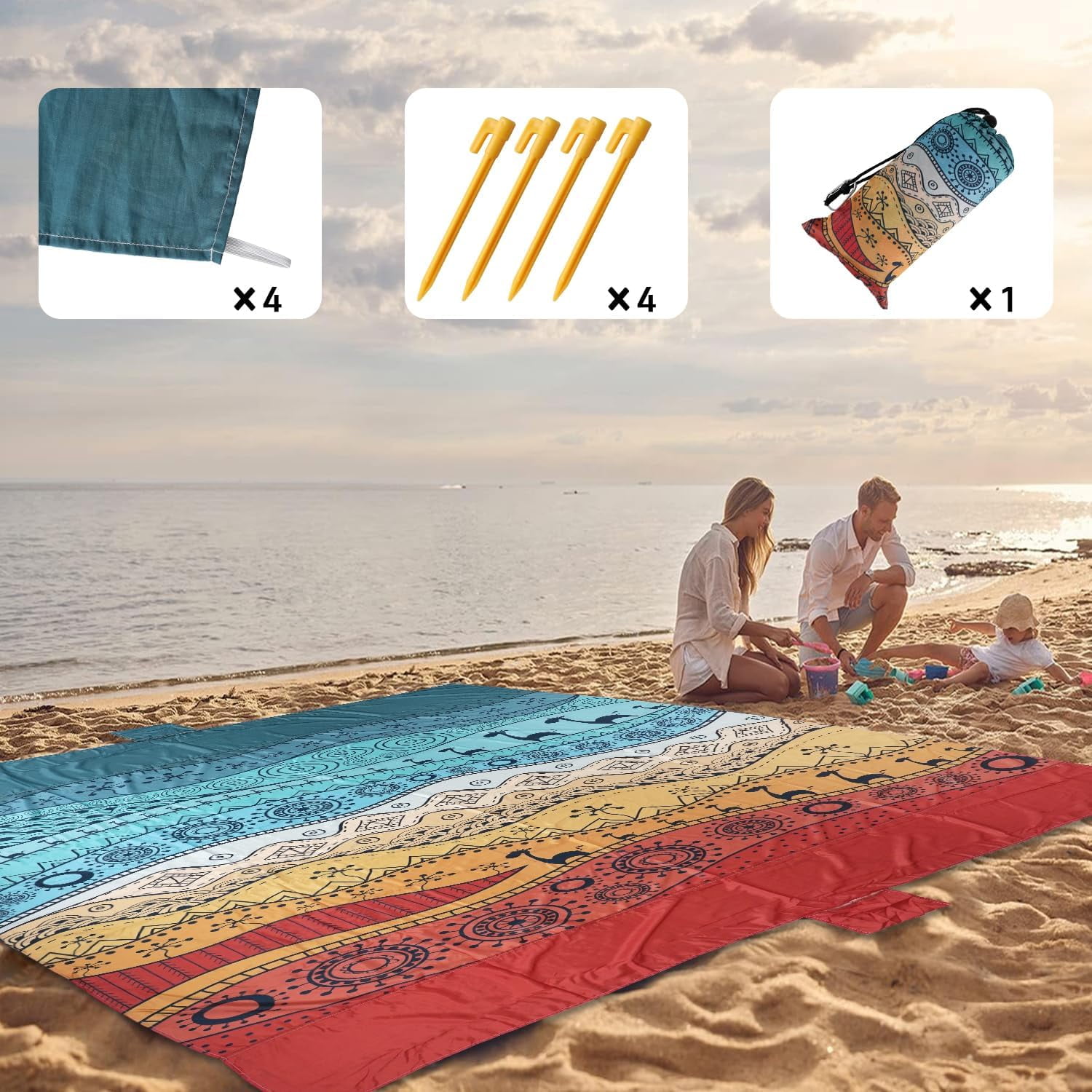 Beach Blanket Waterproof Sandproof Beach Mat Sand Free Waterproof Extra ...